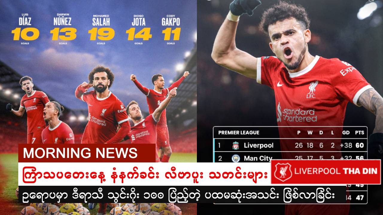 လူတန်ပွဲမှ အကောင်းဆုံး ကစားသမား၊ ၁၀ ဂိုး အထက်သွင်းတဲ့ အသင်းသား ၅ ဦး ...
